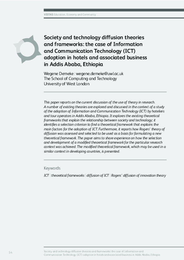 (PDF) Society and technology diffusion theories and frameworks: the case of Information and ...