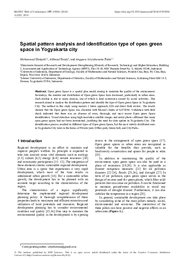 Pdf Spatial Pattern Analysis And Identification Type Of Open Green