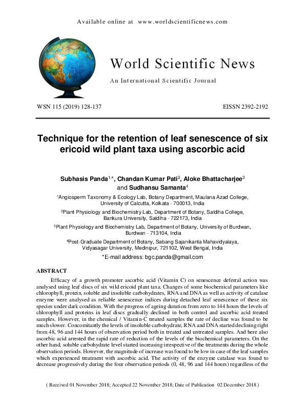 (PDF) Technique for the retention of leaf senescence of six ericoid ...