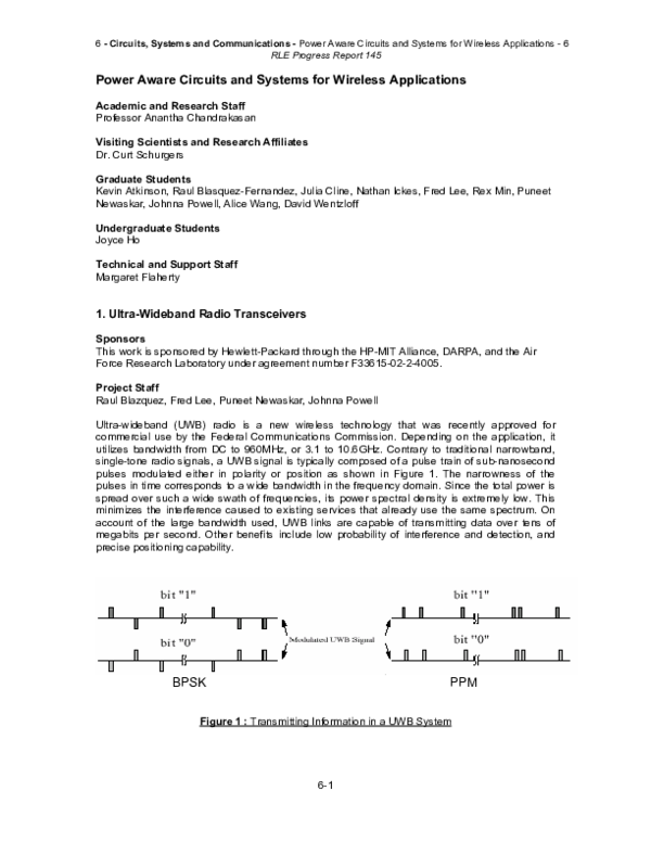 (PDF) Power Aware Circuits and Systems for Wireless Applications