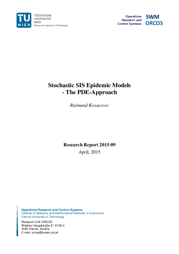 Pdf Stochastic Sis Epidemic Models The Pde Approach