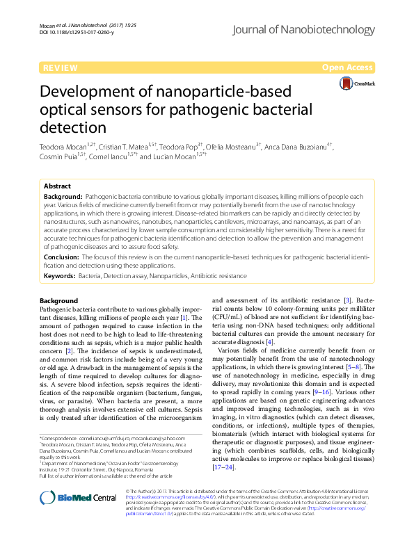 (PDF) Development of nanoparticle-based optical sensors for pathogenic bacterial detection