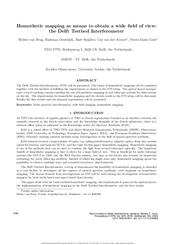 (PDF) Homothetic mapping as means to obtain a wide field of view: the ...