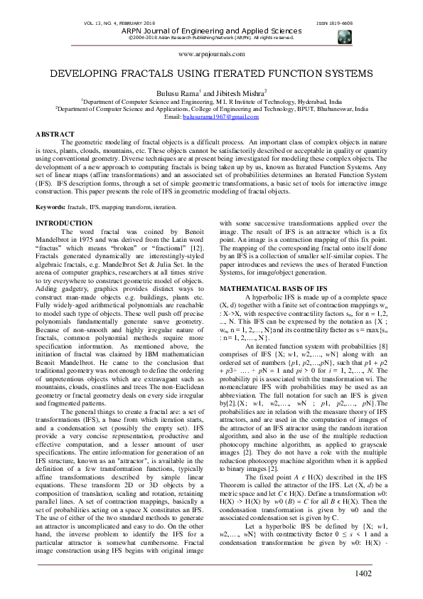 Pdf Developing Fractals Using Iterated Function Systems 2732