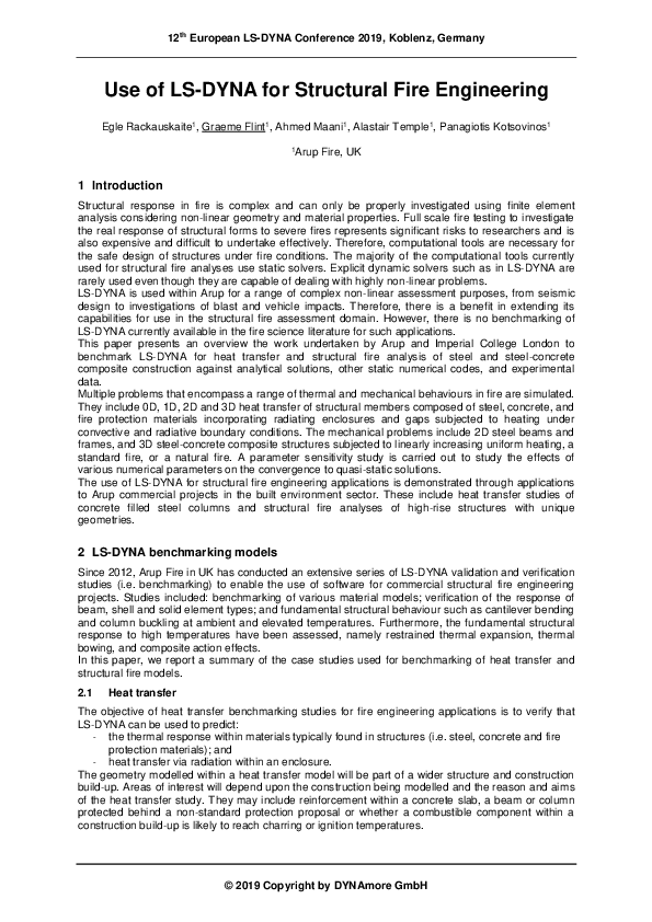 (PDF) Use of LS-DYNA for Structural Fire Engineering