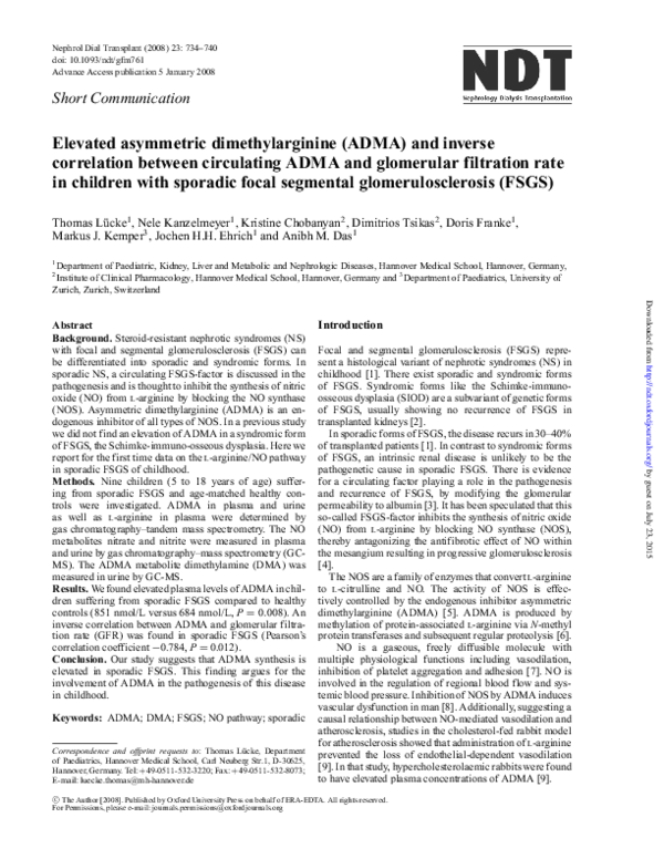 (PDF) Elevated asymmetric dimethylarginine (ADMA) and inverse ... (PDF) Elevated asymmetric dimethylarginine (ADMA) and inverse ...