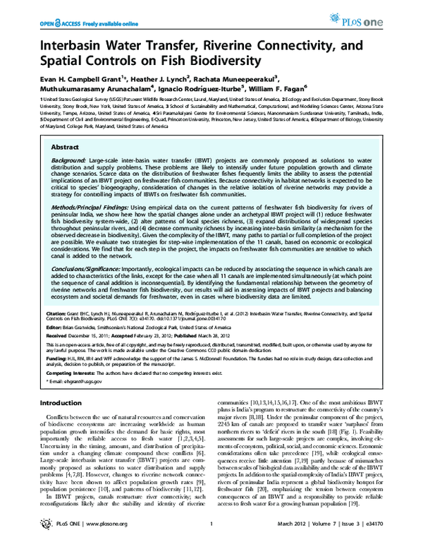 (PDF) Interbasin Water Transfer, Riverine Connectivity, and Spatial ...