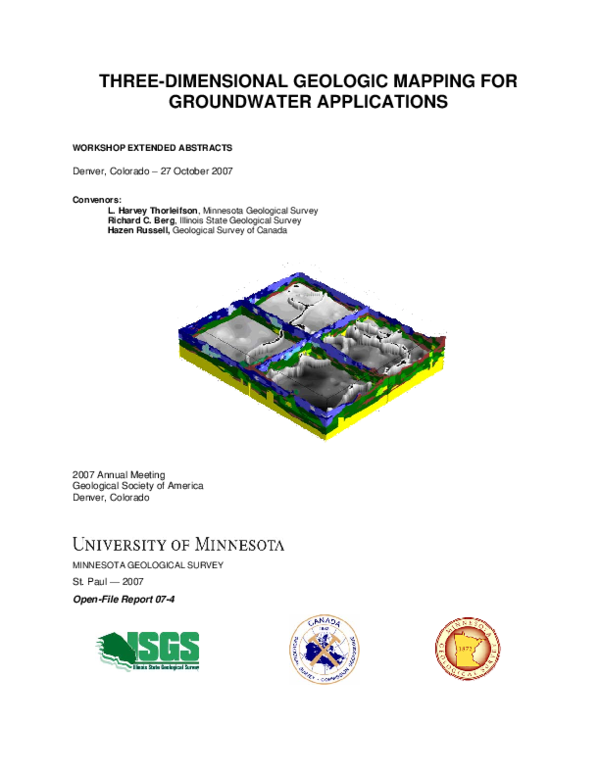 (PDF) Three-Dimensional Geologic Mapping for Groundwater Applications