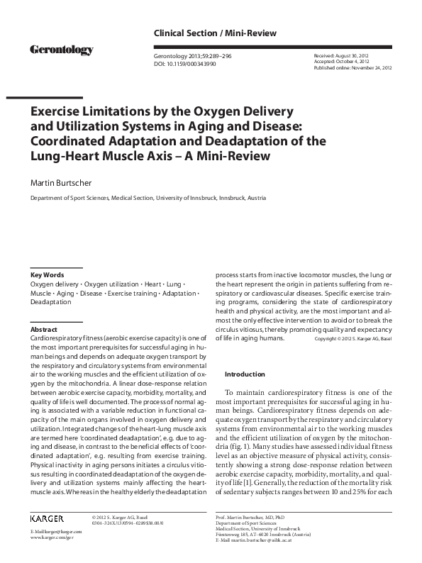 (PDF) Exercise Limitations by the Oxygen Delivery and Utilization ...