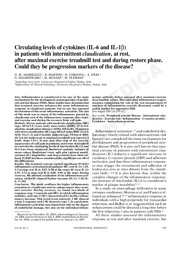 (PDF) Circulating levels of cytokines (IL-6 and IL-1β) in patients with ...