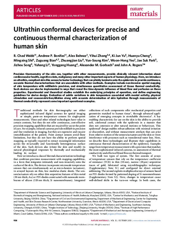(PDF) Ultrathin conformal devices for precise and continuous thermal ...