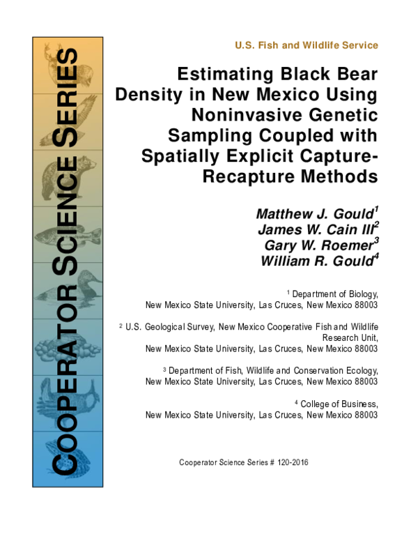 (PDF) Estimating black bear density in New Mexico using noninvasive genetic sampling coupled ...