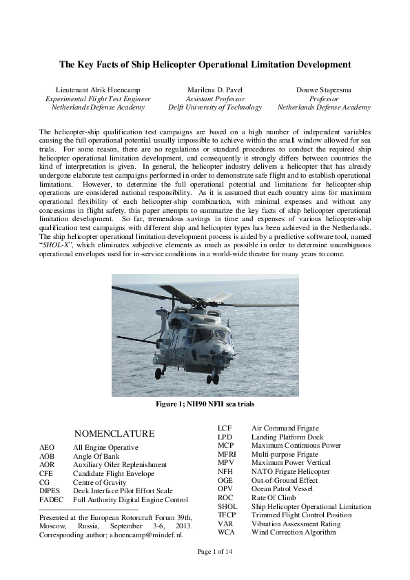 (PDF) The key facts of ship helicopter operational limitation development
