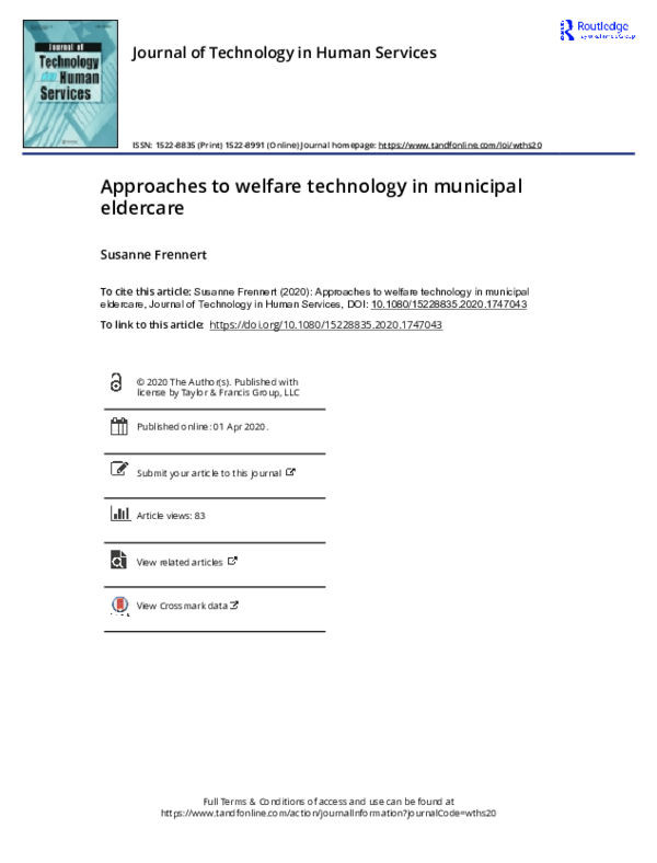 (PDF) Approaches to welfare technology in municipal eldercare