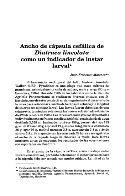 (PDF) Ancho de cápsula cefálica de Diatraea lineolata como un indicador ...