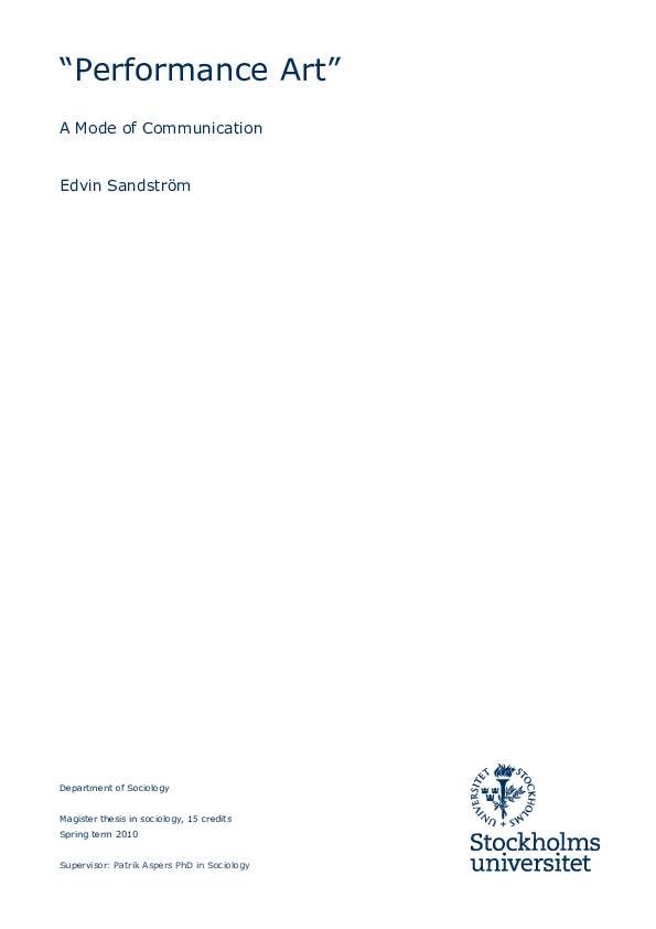 (PDF) Performance Art : A Mode of Communication