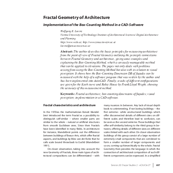 Pdf Fractal Geometry Of Architecture Implementation Of The Box