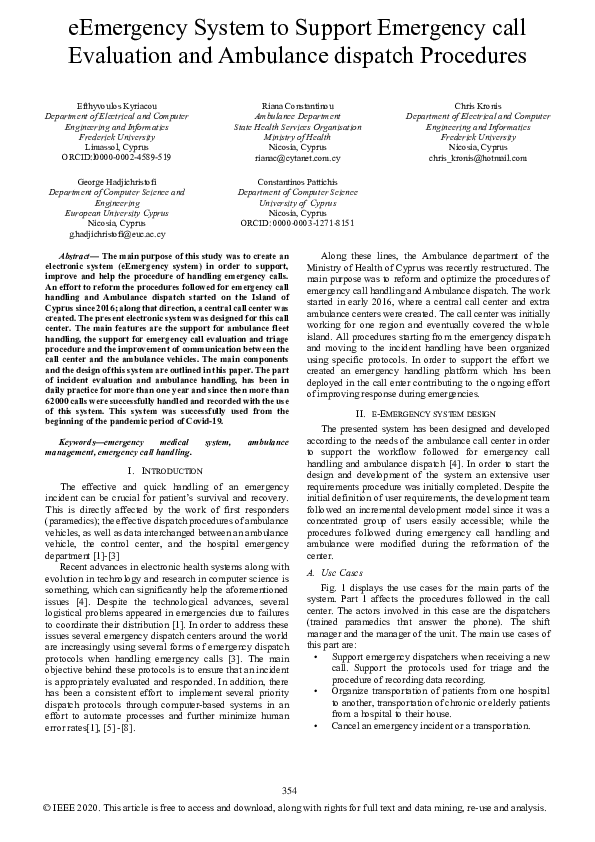 (PDF) eEmergency System to Support Emergency call Evaluation and ...