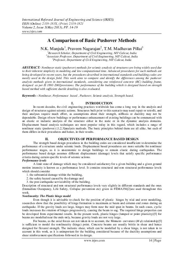 (PDF) A Comparison of Basic Pushover Methods