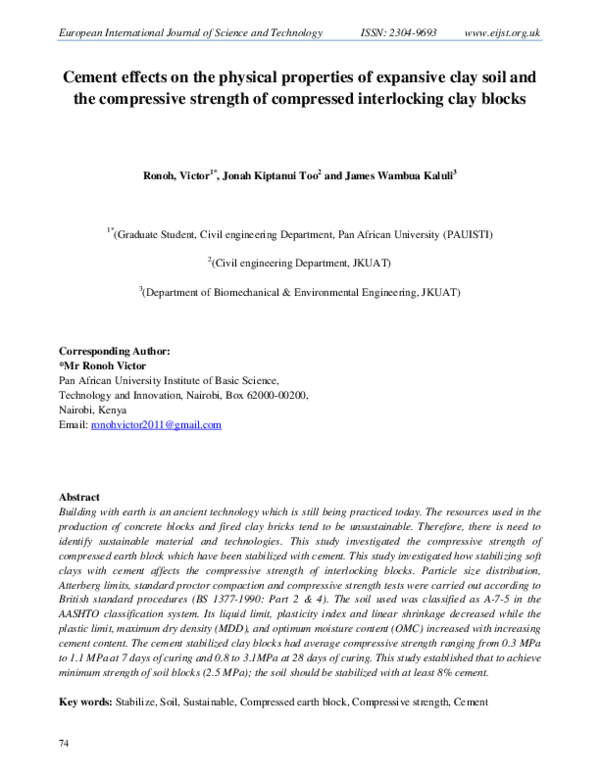 (PDF) Cement effects on the physical properties of expansive clay soil ...