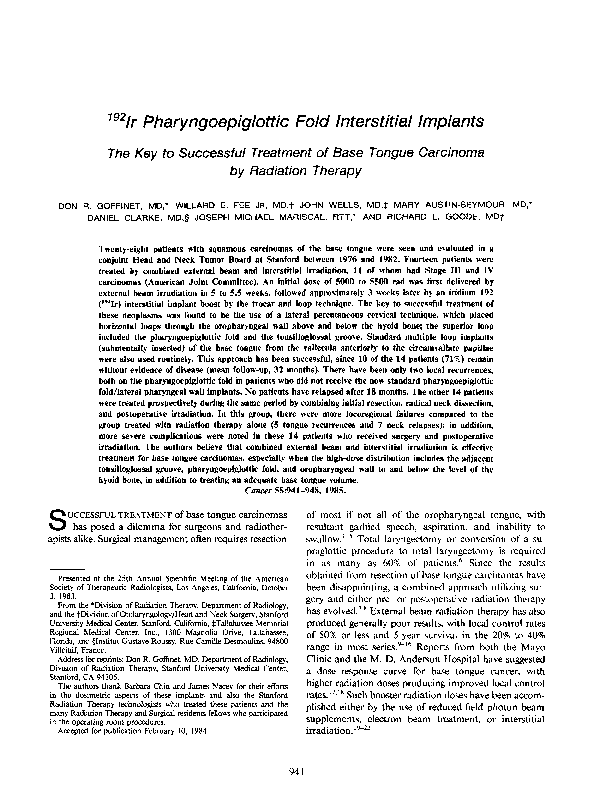 (PDF) 192Ir pharyngoepiglottic fold interstitial implants. The key to ...