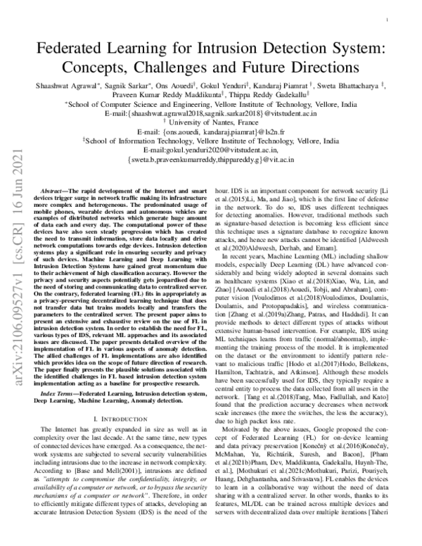 Pdf Federated Learning For Intrusion Detection System Concepts