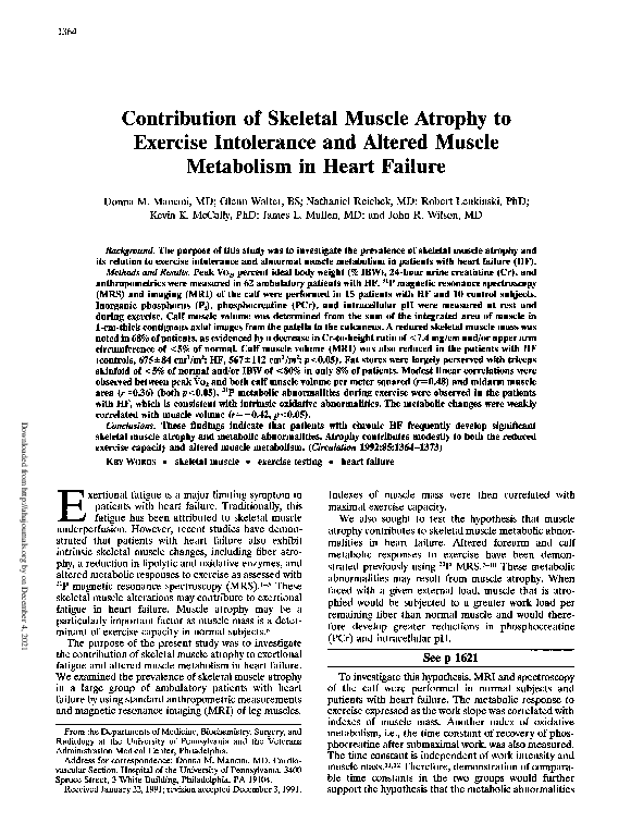 (PDF) Contribution of Skeletal Muscle Atrophy to Exercise Intolerance ...