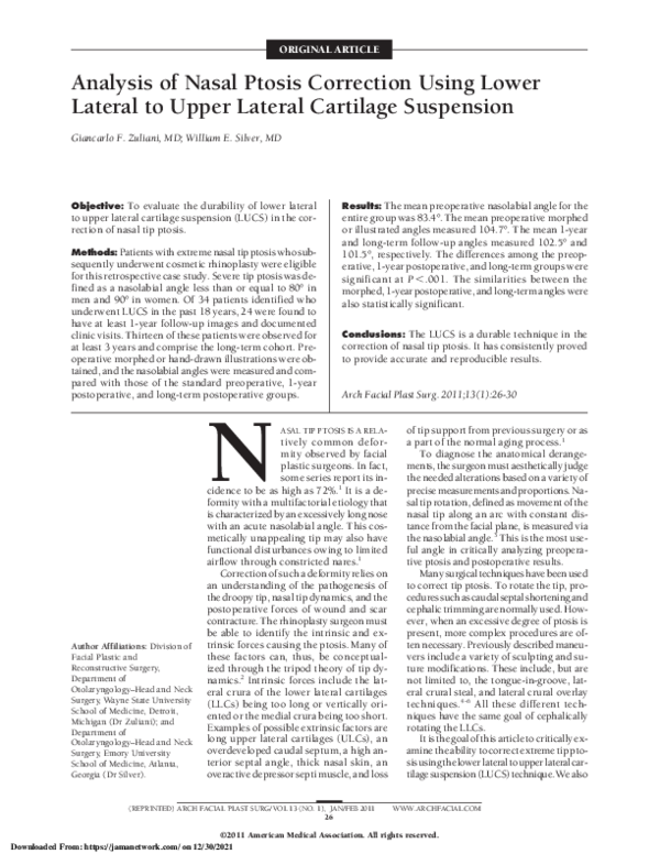 (PDF) Durability of LUCS for Nasal Tip Ptosis Correction