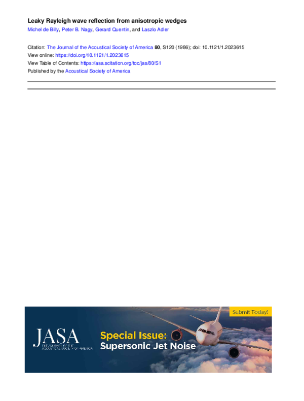 (PDF) Leaky Rayleigh wave reflection from anisotropic wedges