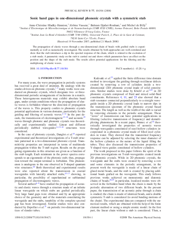(PDF) Sonic Band Gaps in 1D Phononic Crystals