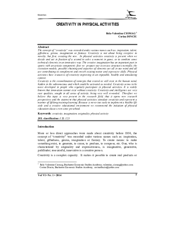 (PDF) Creativity in Physical Activities