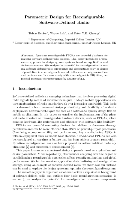 (PDF) Parametric design for reconfigurable software-defined radio