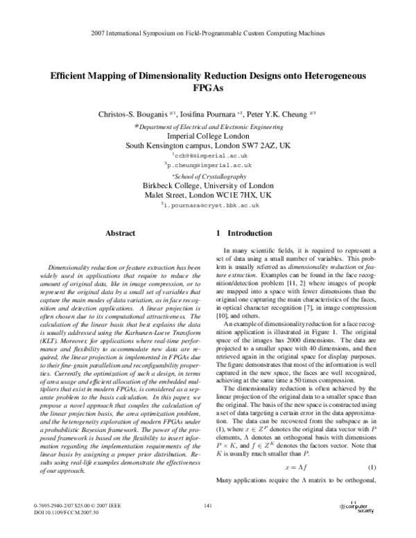 (PDF) Efficient mapping of dimensionality reduction designs onto heterogeneous FPGAs