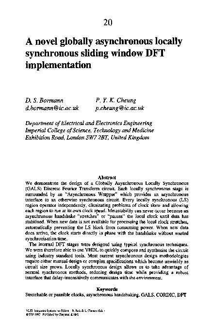 (PDF) A novel globally asynchronous locally synchronous sliding window DFT implementation
