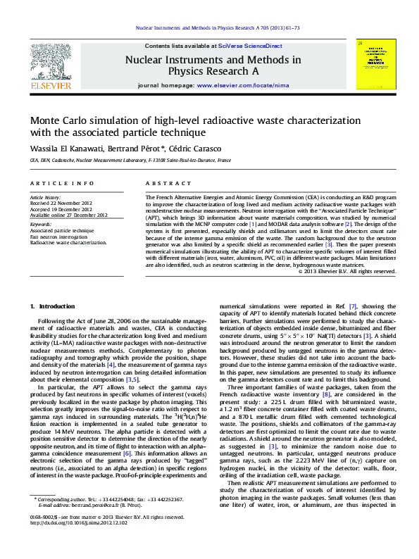 (PDF) Monte Carlo simulation of high-level radioactive waste ...