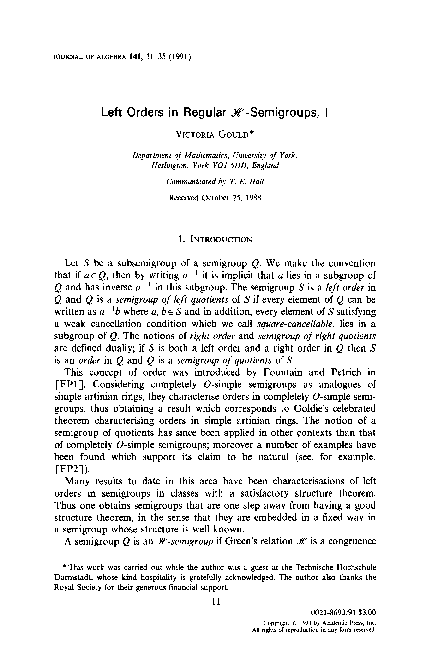 (PDF) Left orders in regular-Semigroups II