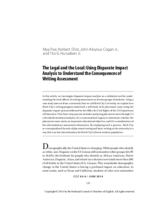 (PDF) The Legal and the Local: Using Disparate Impact Analysis to ...