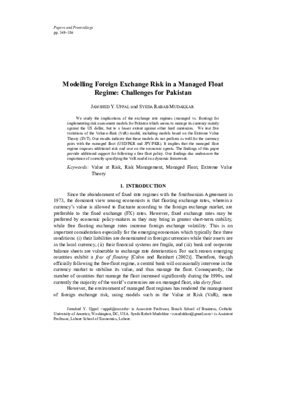 (PDF) Modelling Foreign Exchange Risk in a Managed Float Regime ...