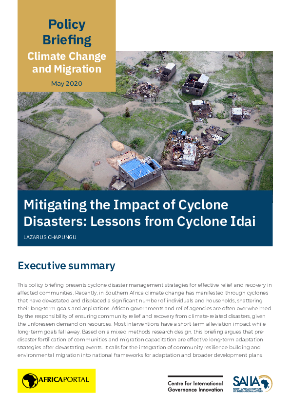 (PDF) Mitigating the Impact of Cyclone Disasters: Lessons from Cyclone Idai