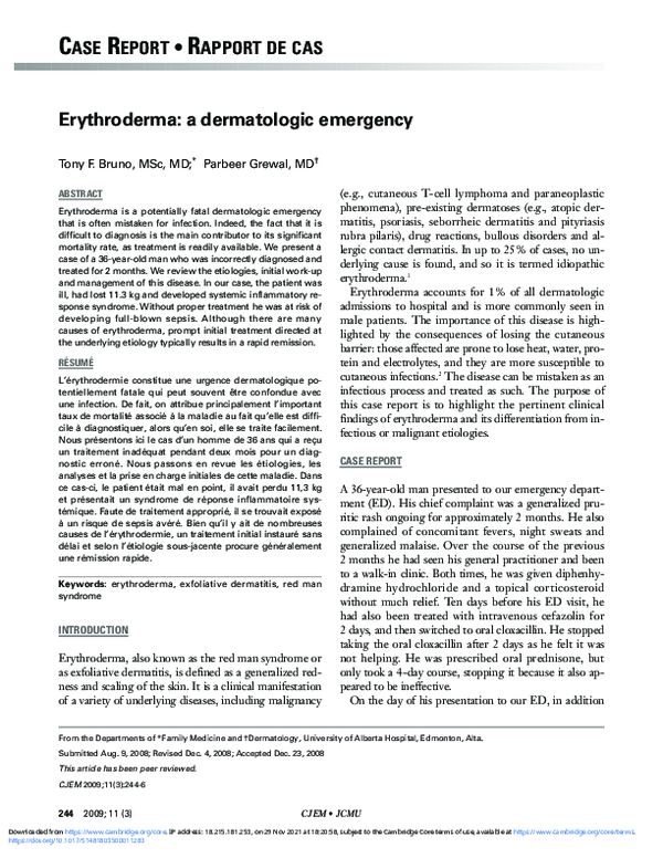 (PDF) Erythroderma: a dermatologic emergency