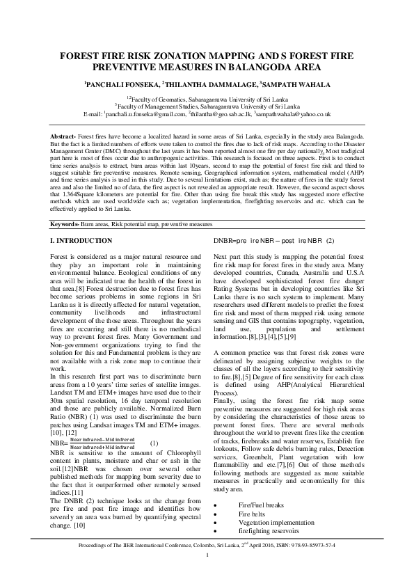 (PDF) Forest Fire Risk Zonation Mapping and S Forest Fire Preventive ...