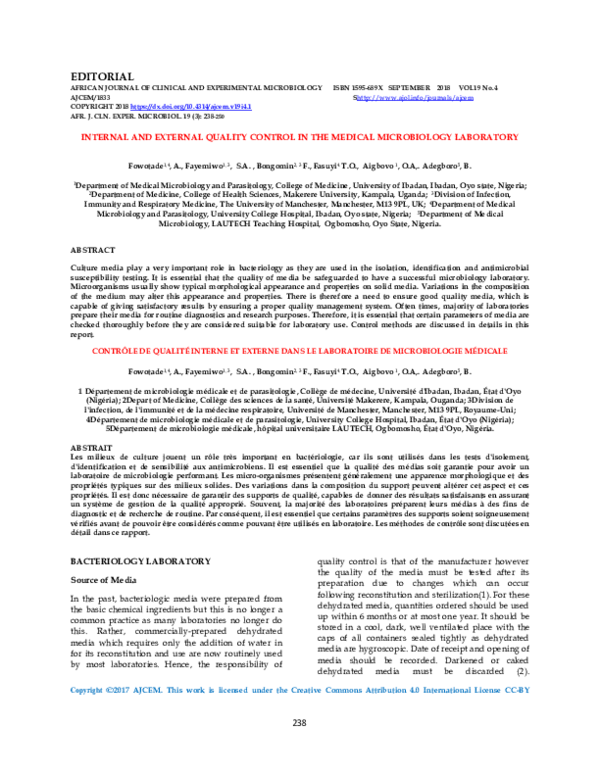 (PDF) Internal and external quality control in the medical microbiology ...