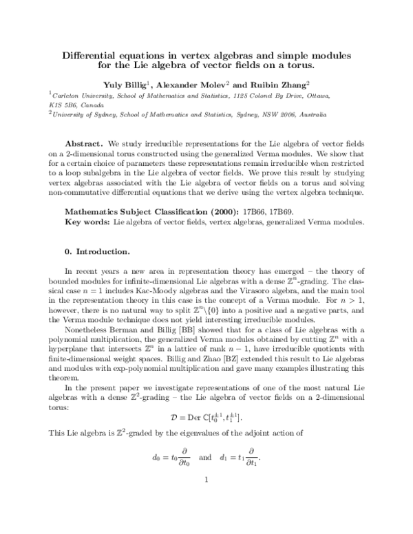 (PDF) Differential equations in vertex algebras and simple modules for ...