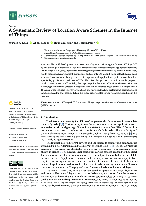 (PDF) A Systematic Review of Location Aware Schemes in the Internet of ...