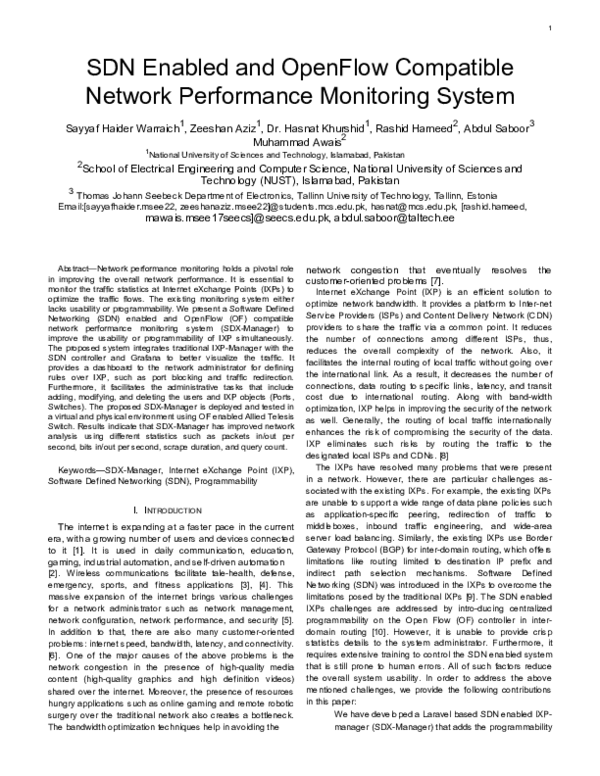 (PDF) SDN Enabled and OpenFlow Compatible Network Performance Monitoring System