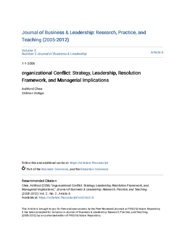 (PDF) organizational Conflict: Strategy, Leadership, Resolution ...