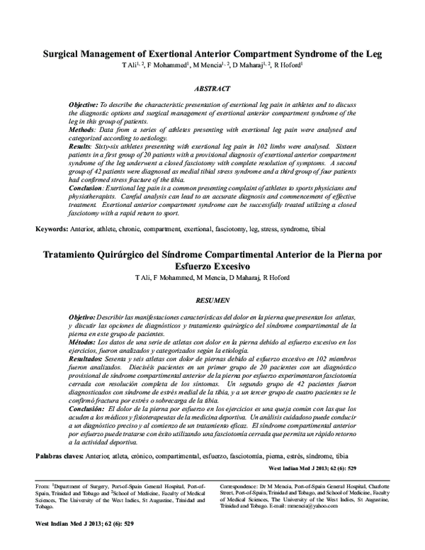 (PDF) Surgical Management of Exertional Anterior Compartment Syndrome ...