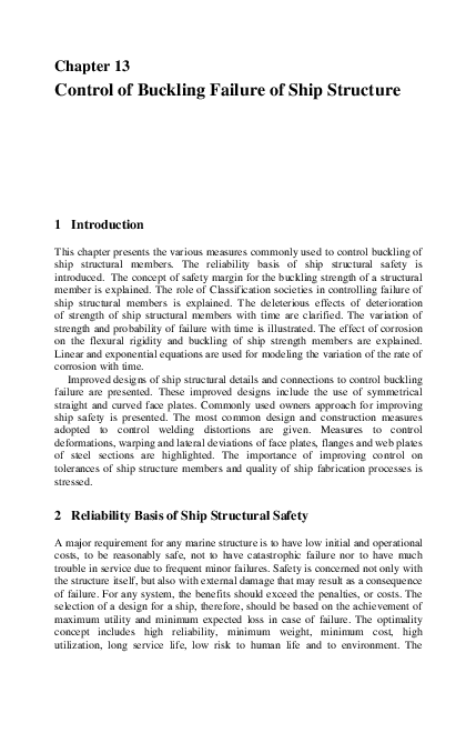 (PDF) Control of Buckling Failure of Ship Structure