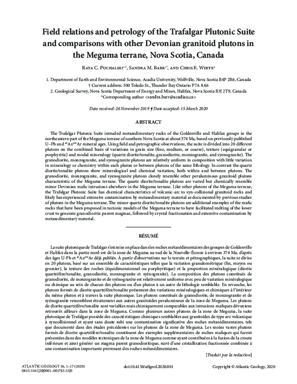 (PDF) Field relations and petrology of the Trafalgar Plutonic Suite and ...