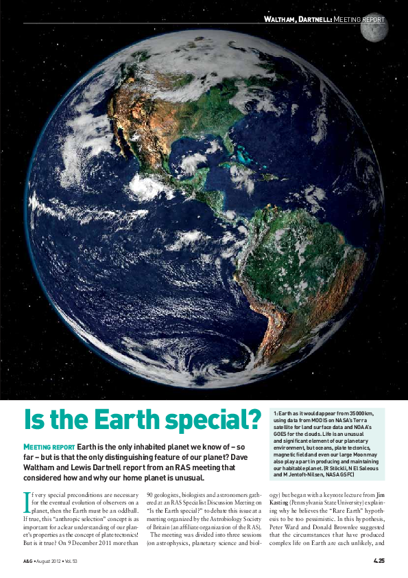 (PDF) Is the Earth special?